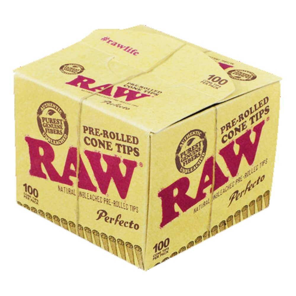 RAW - Perfecto Pre-Rolled Cone Tips Box 100 Pack - West Coast Releaf